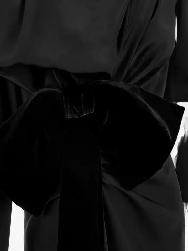 Balmain Velvet-bow Draped Midi Dress