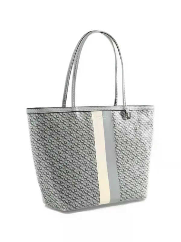 Tory Burch Monogram-print Striped Tote Bag - Grey