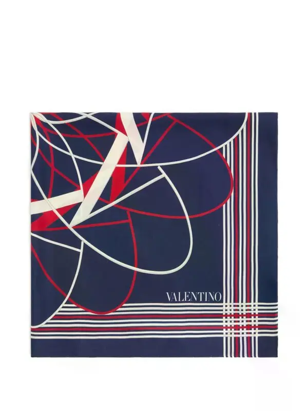 Valentino Garavani Le Fou De L'archive Silk Scarf From The Archive - Blue