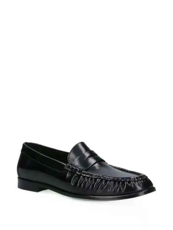 POEVE Gathered-detail Leather Loafers