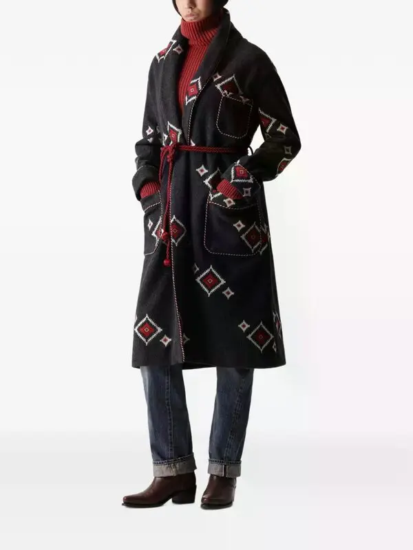 FORTELA Fedora Geometric-pattern Oversized Coat