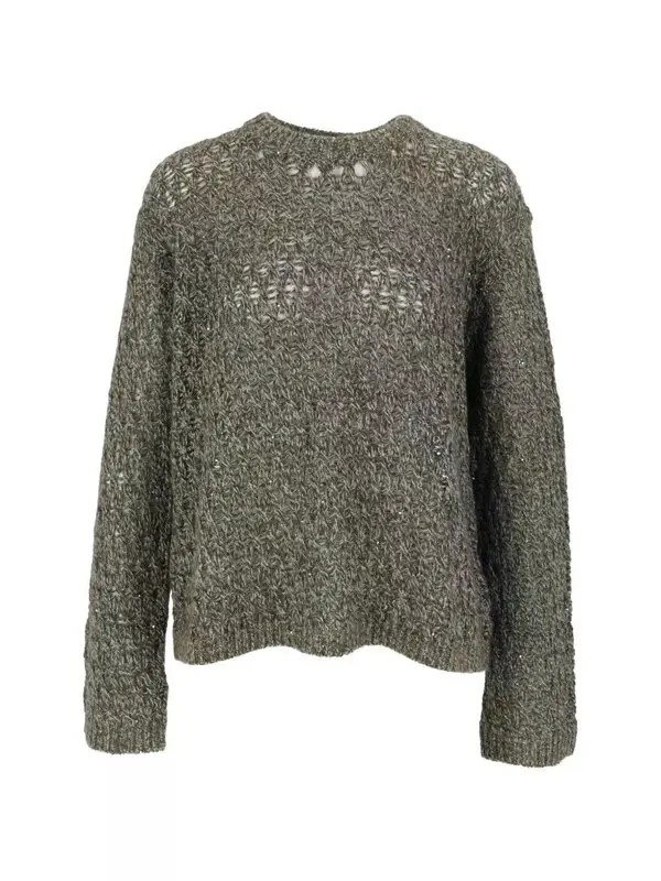 ELEH Sequin-embellished Open-knit Sweater - Green