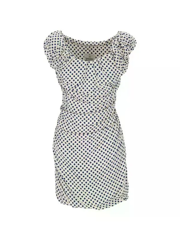 VIVIENNE WESTWOOD Polka-dot Draped Mini Dress - Neutrals