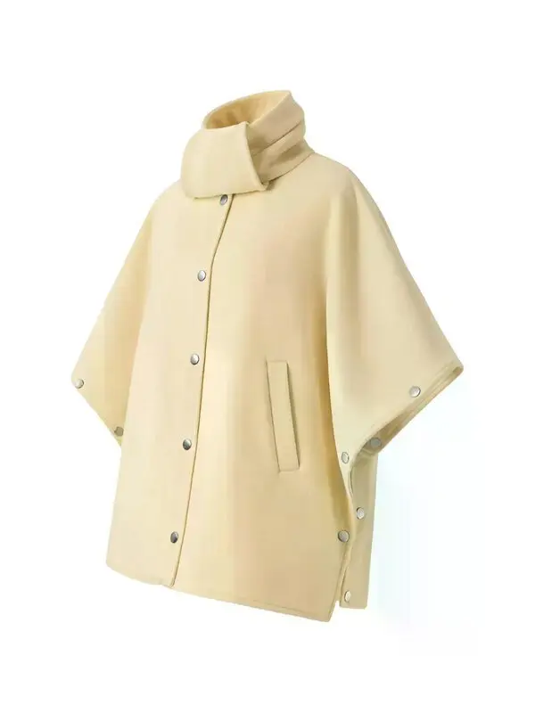 Pinko Cape In Double-layered Wool-blend Cloth With Scarf