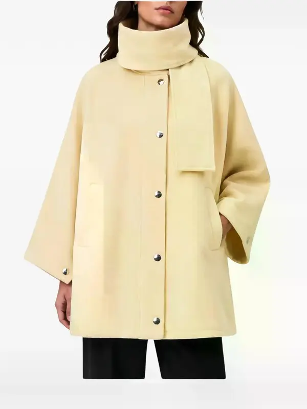 Pinko Cape In Double-layered Wool-blend Cloth With Scarf