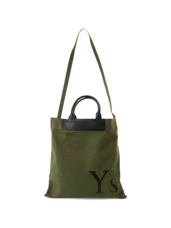 Y’s Logo-print Canvas Tote Bag - Green