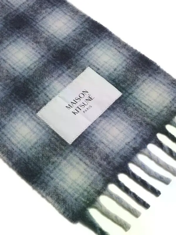 Maison Kitsuné Checked Fringed Scarf