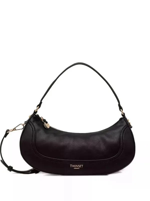 TWINSET Logo-plaque Curved Shoulder Bag - Onyx