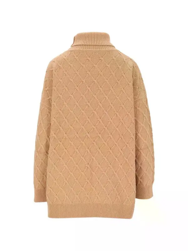 Max Mara Oversized Diamond Wool And Cashmere Sweater Camel