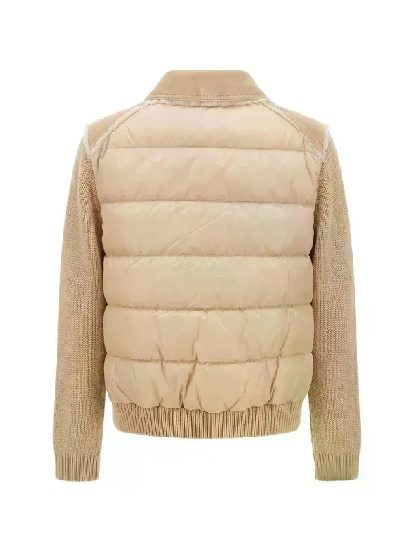 Moncler Quilted-panel Knitted Cardigan - Neutrals