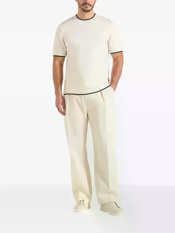 Manière De Voir D⁠orian In Cream Relaxed-fit Twill Pleated Tailored Trousers - Neutrals