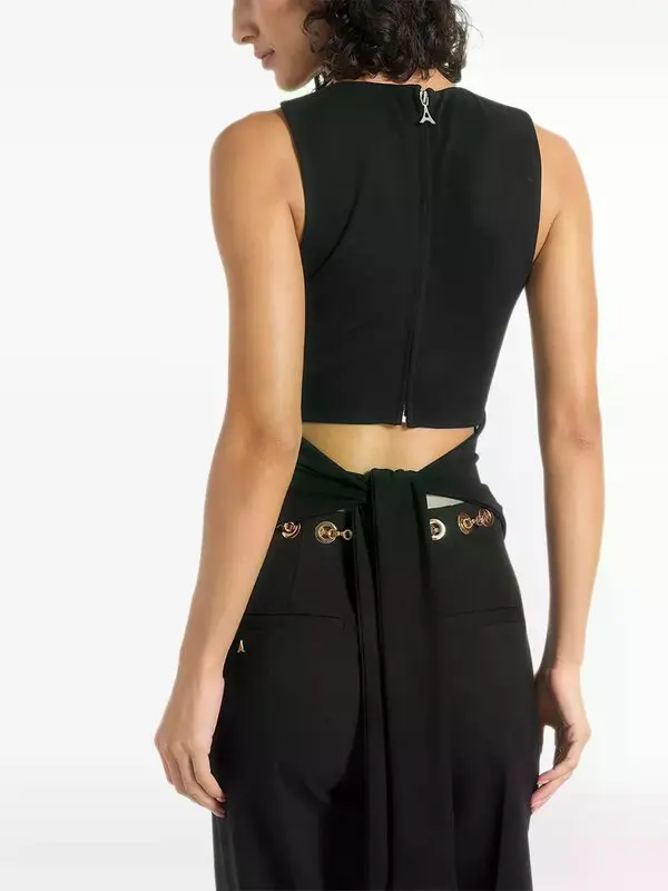 Manière De Voir Abigail In Hardware-detail Open-back Tie Crop Top