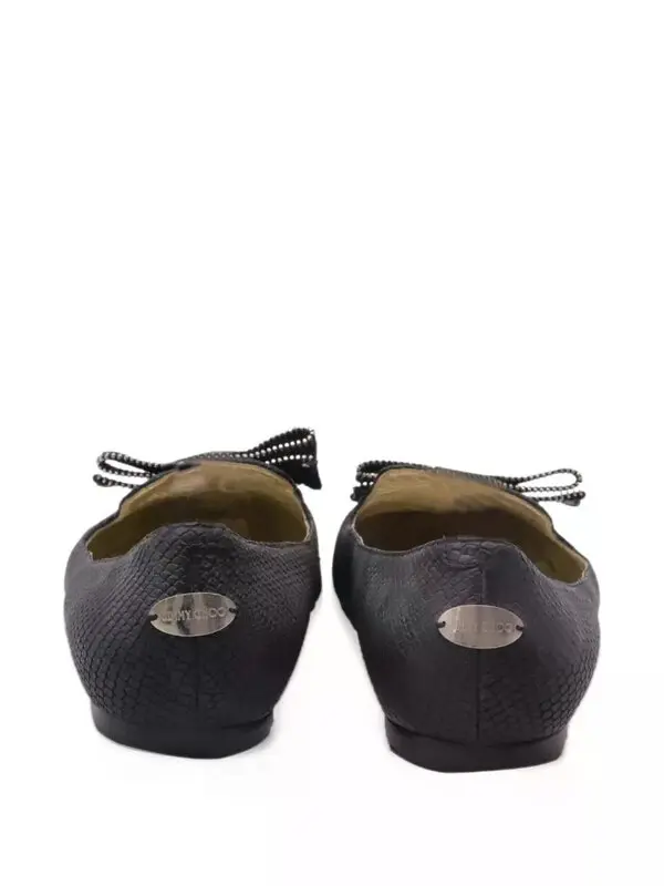 JIMMY CHOO Snakeskin-embossed Bow Ballet Flats