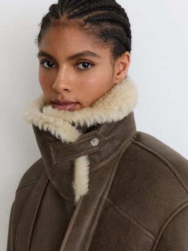 REISS Matea Shearling Aviator Jacket
