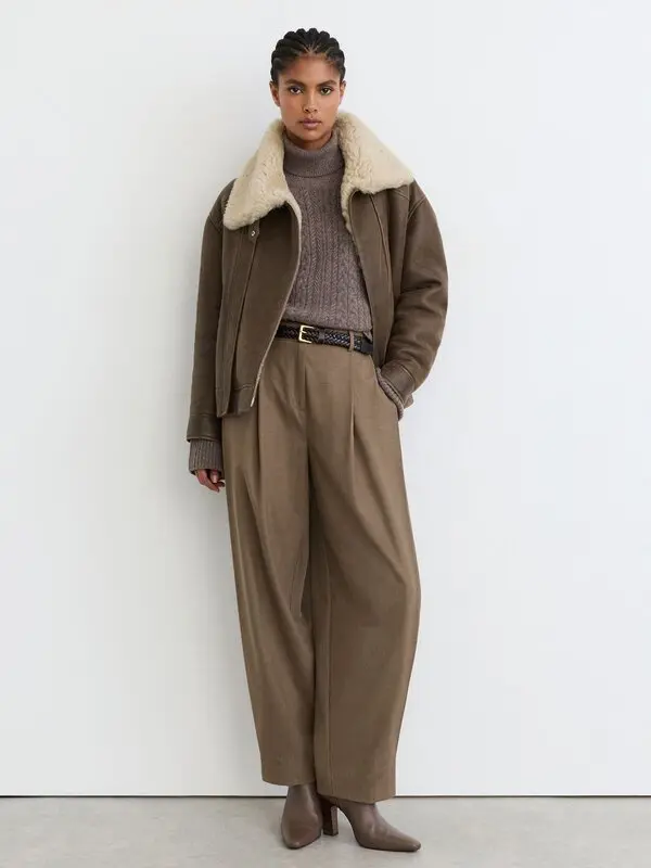 REISS Matea Shearling Aviator Jacket