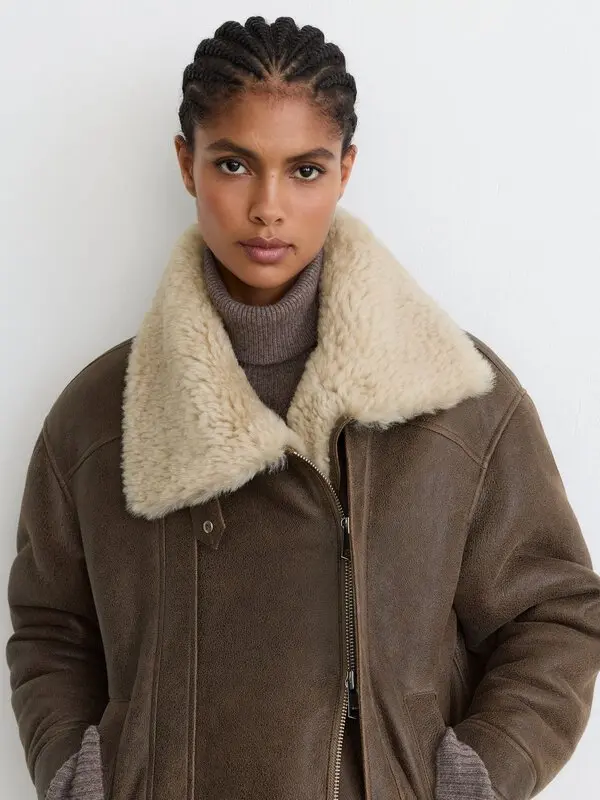 REISS Matea Shearling Aviator Jacket