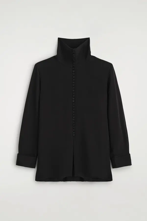 Cos Button-detail Silk-crepe Shirt