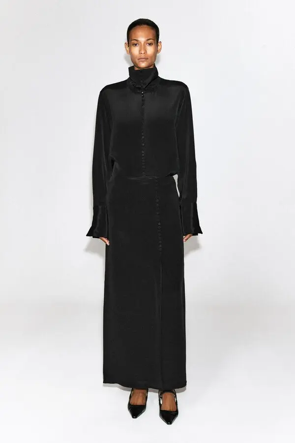 Cos Button-detail Silk-crepe Shirt
