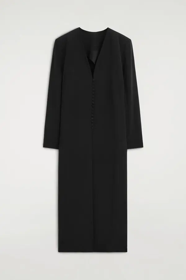 Cos Button-detail Silk-crepe Long Coat