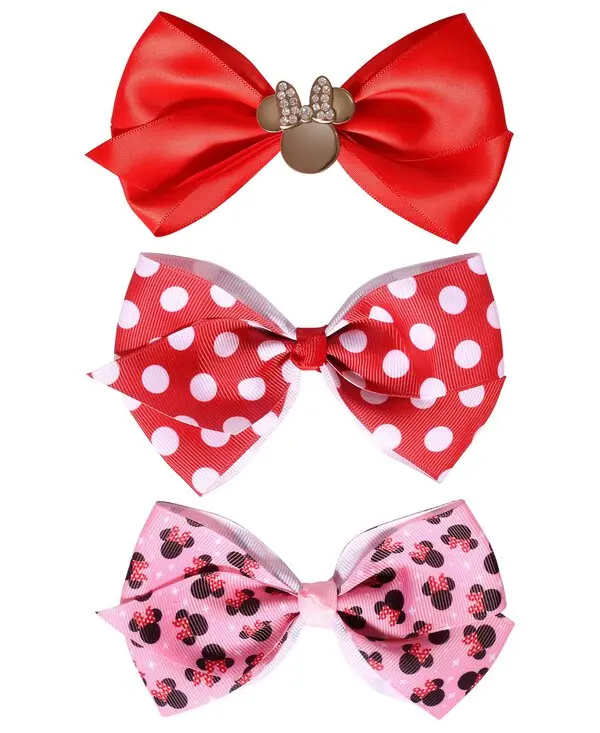 Disney Minnie Mouse Bow For Hair 3-piece Official License - Red