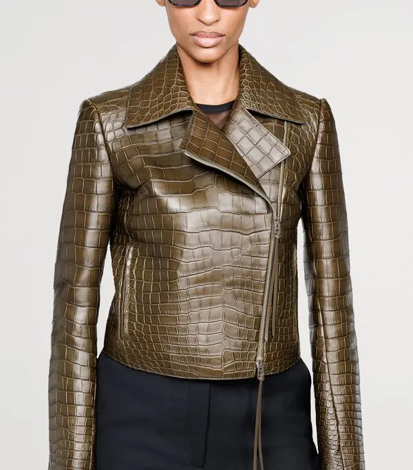 TOM FORD Croc-embossed Lambskin Biker Jacket