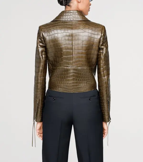TOM FORD Croc-embossed Lambskin Biker Jacket