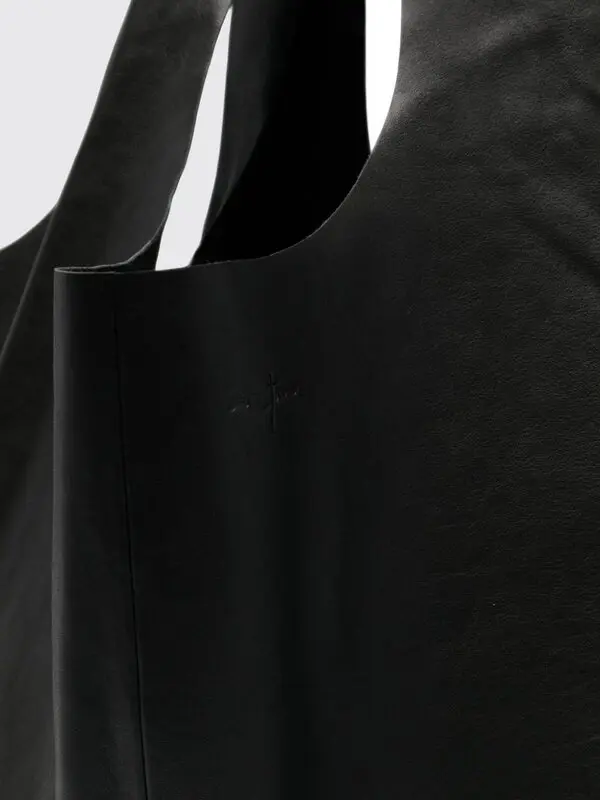 CORTANA Large Tote Bag In Smooth Lambskin Leather With Double Handle And Leather Interior - Black
