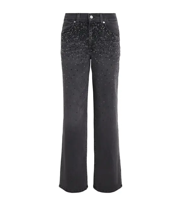 7 For All Mankind Embellished Stovepipe Straight Ankle Jeans