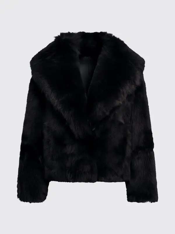 BLANCHA Short Shearling Coat With Shawl Collar And Long Sleeves
