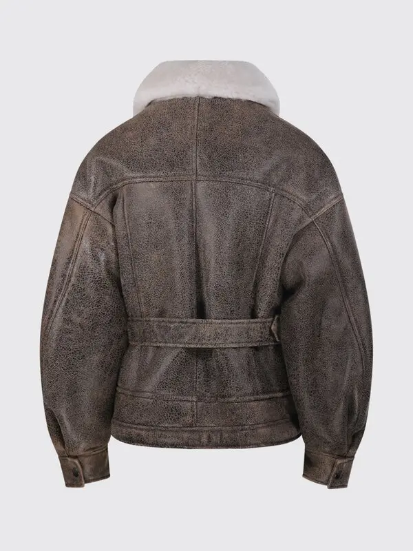 BLANCHA Double-breasted Short Shearling Jacket With Zip Closure And Belt
