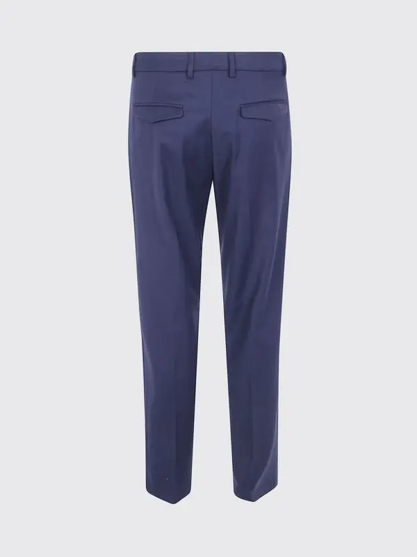 CRUNA Slim Fit Wool Chino Trousers With Flap Pockets - Blue