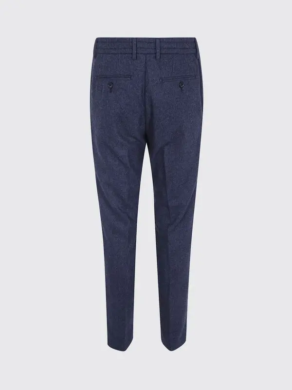 CRUNA Slim Fit Pleated Wool Tailored Trousers - Blue