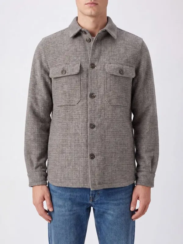 MAZZARELLI Wool-blend Shirt Jacket With Classic Collar And Patch Pockets