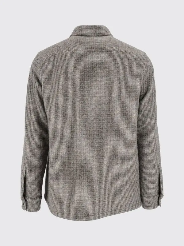 MAZZARELLI Wool-blend Shirt Jacket With Classic Collar And Patch Pockets