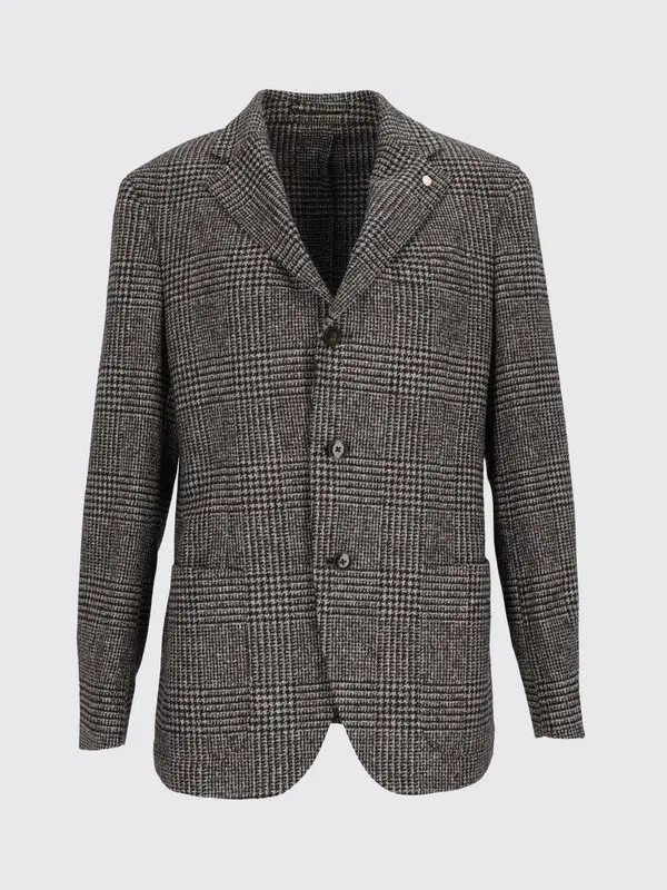 LUIGI BIANCHI Houndstooth Single-breasted Blazer In Alpaca And Recycled Wool Blend