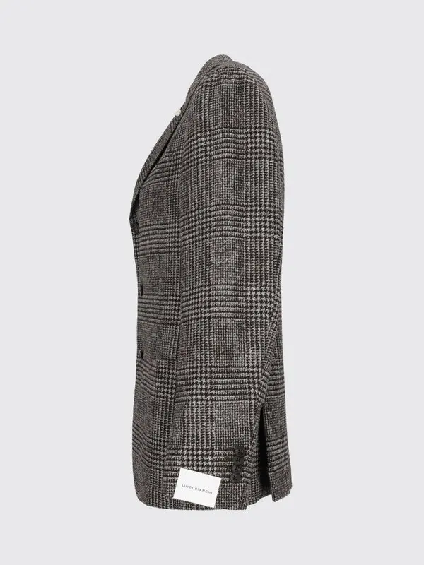 LUIGI BIANCHI Houndstooth Single-breasted Blazer In Alpaca And Recycled Wool Blend
