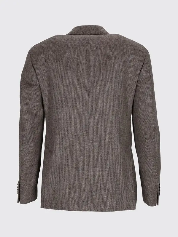 LUIGI BIANCHI Double-breasted Blazer With Peak Lapels In Wool, Silk And Linen Blend