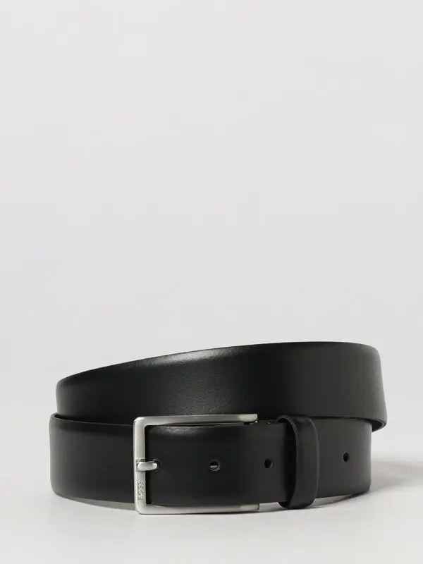 BOSS Smooth Leather Belt With Pin Buckle And Engraved Logo
