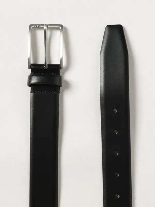 BOSS Smooth Leather Belt With Pin Buckle And Engraved Logo