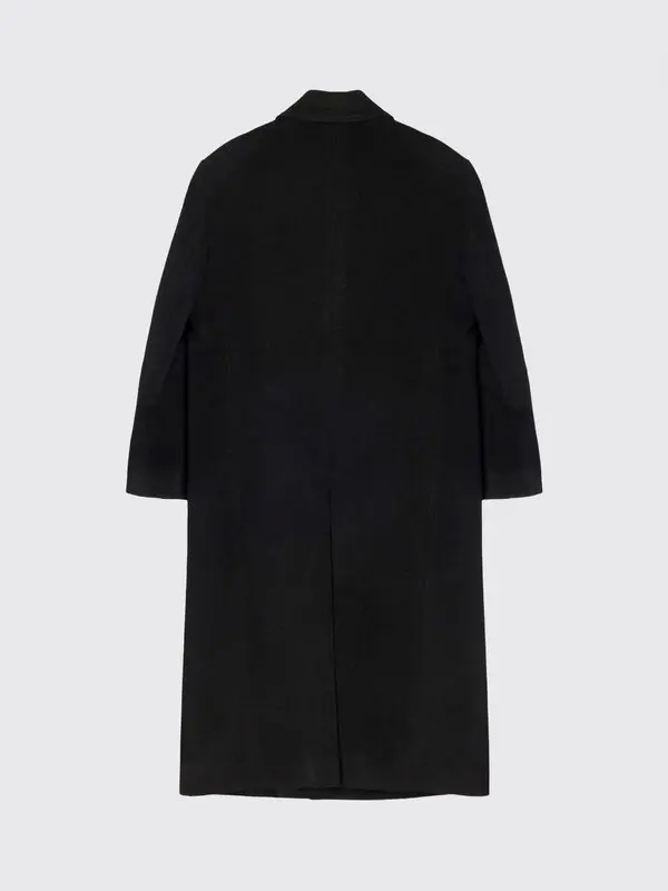 DUNST Double-breasted Wool And Cashmere Long Coat With Peak Lapels - Black