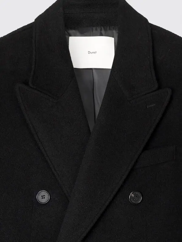 DUNST Double-breasted Wool And Cashmere Long Coat With Peak Lapels - Black