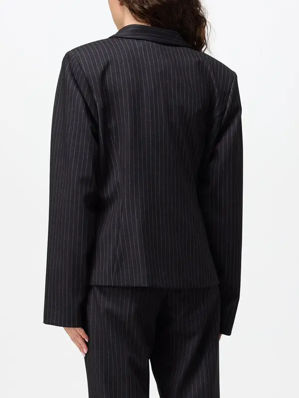 Joseph Ribkoff Cropped Single-breasted Pinstripe Blazer With Padded Shoulders