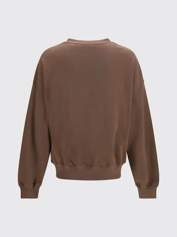 Palm Angels Cotton Crewneck Sweatshirt With Contrasting Logo And Dropped Shoulders - Brown