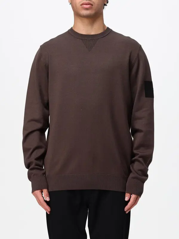 OUTHERE Crewneck Jumper With Dropped Shoulders - Coffee