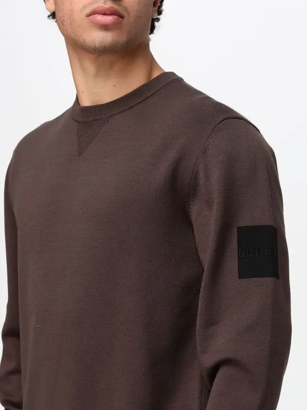 OUTHERE Crewneck Jumper With Dropped Shoulders - Coffee