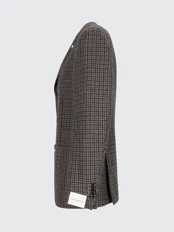 LUIGI BIANCHI Houndstooth Check Single-breasted Blazer In Virgin Wool And Cashmere
