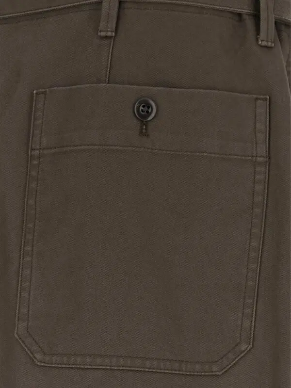 LEMAIRE Tapered-fit Mid-rise Trousers In Cotton Twill - Brown