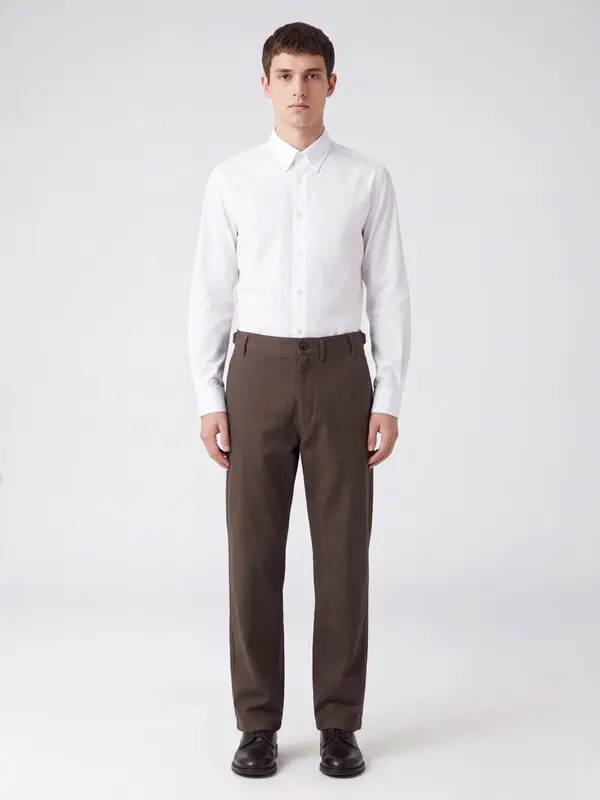 LEMAIRE Tapered-fit Mid-rise Trousers In Cotton Twill - Brown
