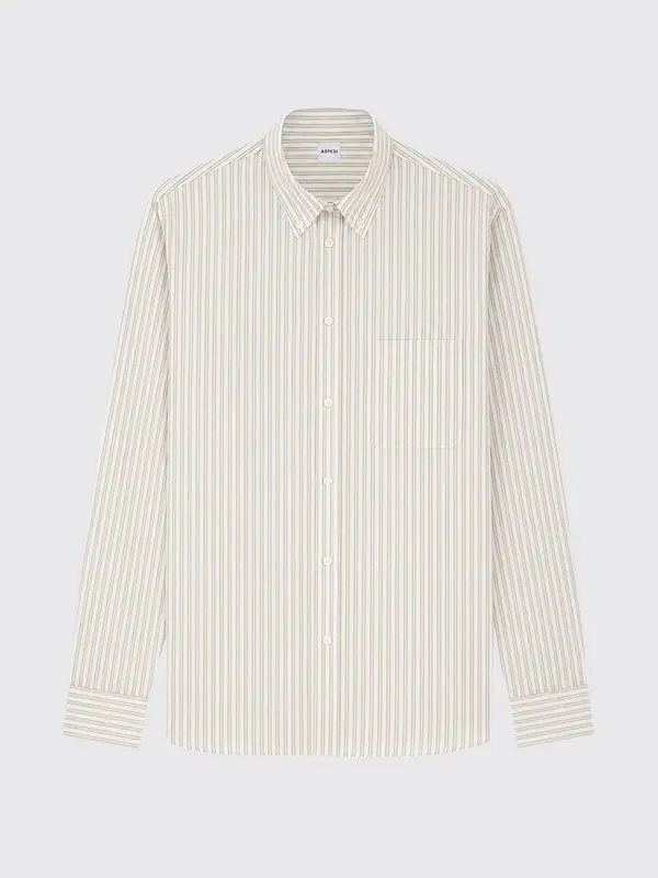 Aspesi Striped Cotton Shirt With Button-down Collar