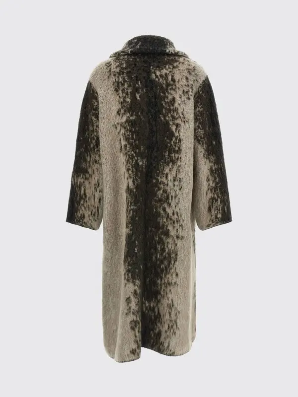NUDE Long Alpaca Wool Coat With An Abstract Pattern And A Classic Collar